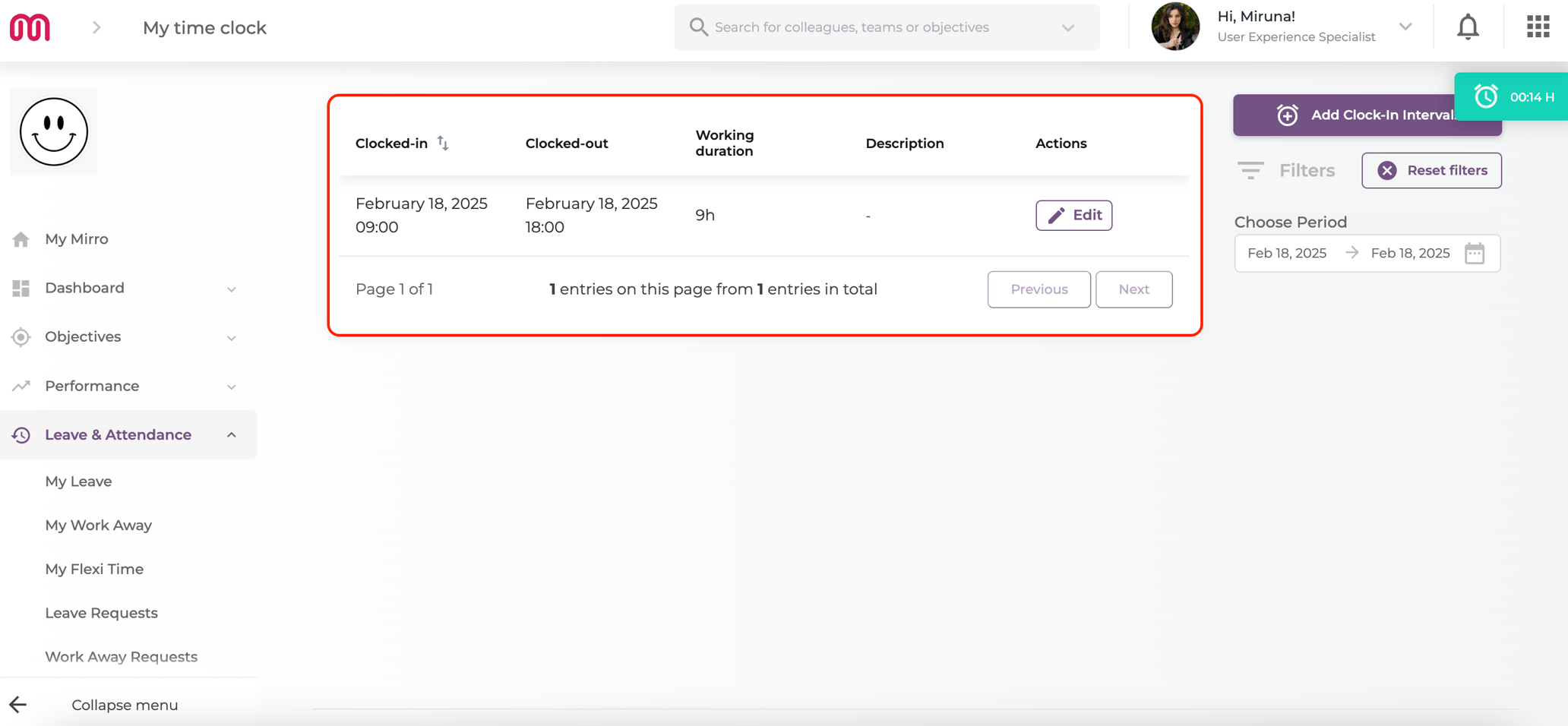 How can I add and edit multiple work intervals in Mirro